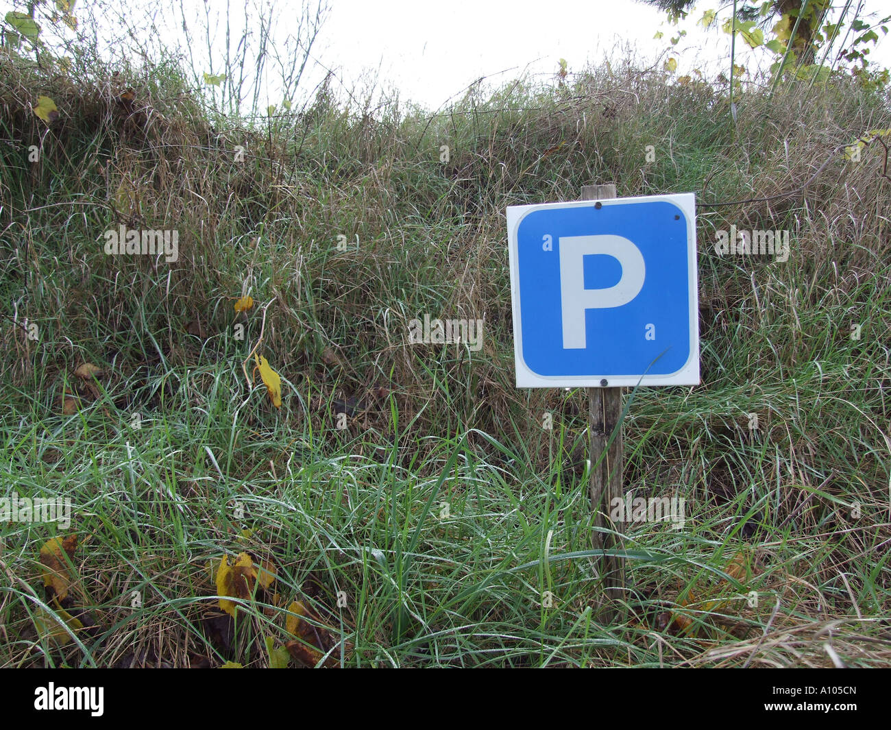 parking sign in field in countryside Stock Photo - Alamy