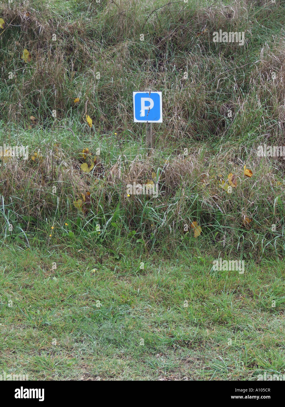 parking sign in field in countryside Stock Photo - Alamy