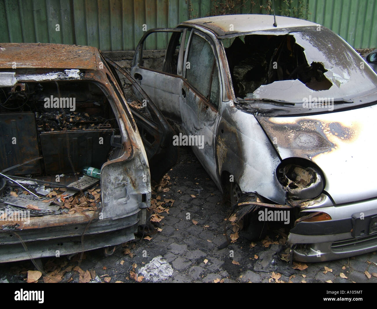 cars destroyed by fire Stock Photo - Alamy