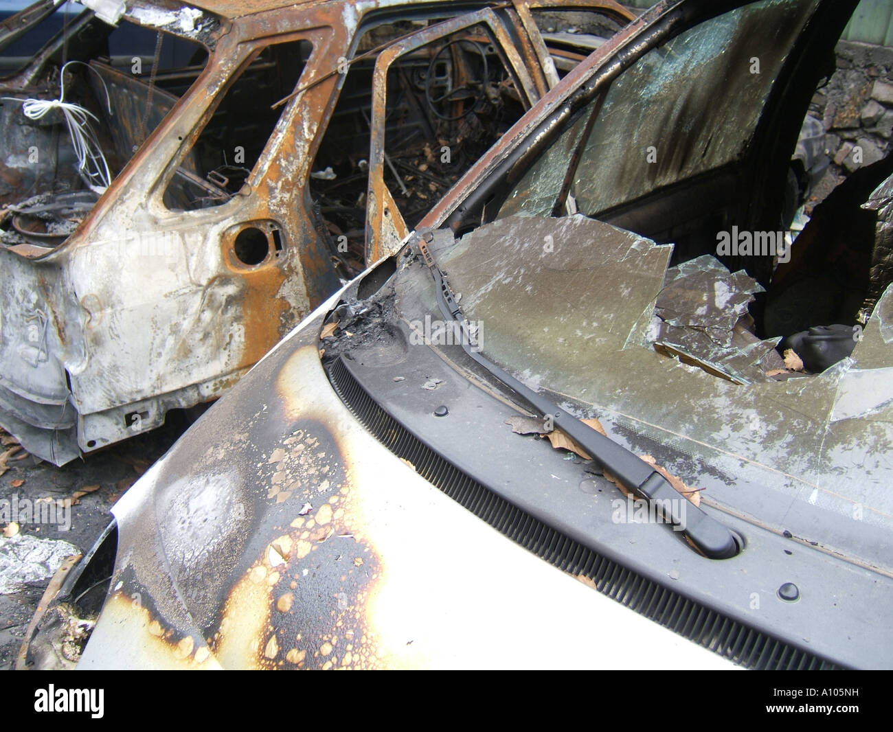 cars destroyed by fire Stock Photo - Alamy
