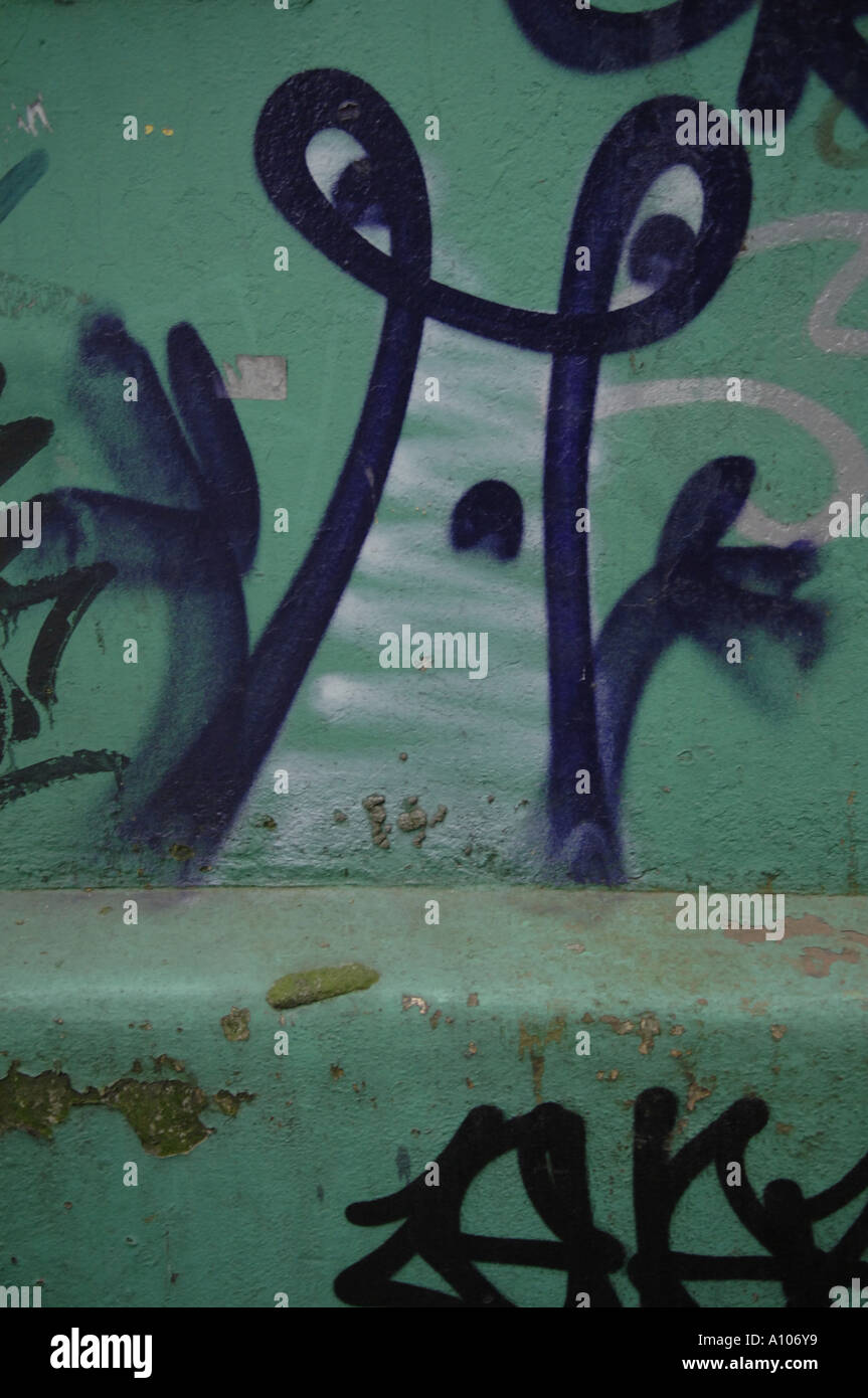 graffiti spraypaint rushed cartoon wall dublin ireland eire green real ...