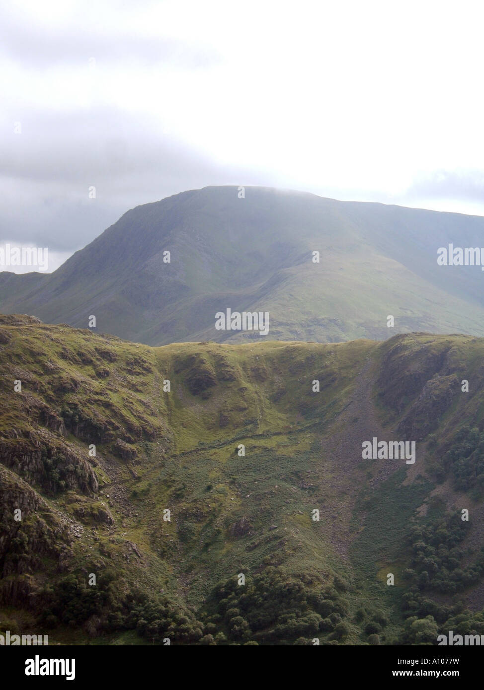 lady of snowdon image on the side of the mountain wales Stock Photo - Alamy