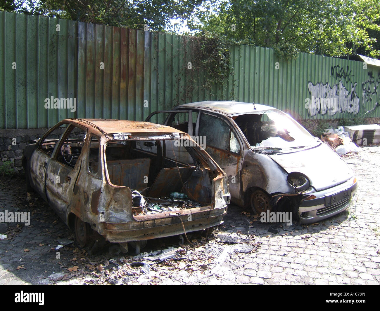 cars destroyed by fire Stock Photo - Alamy