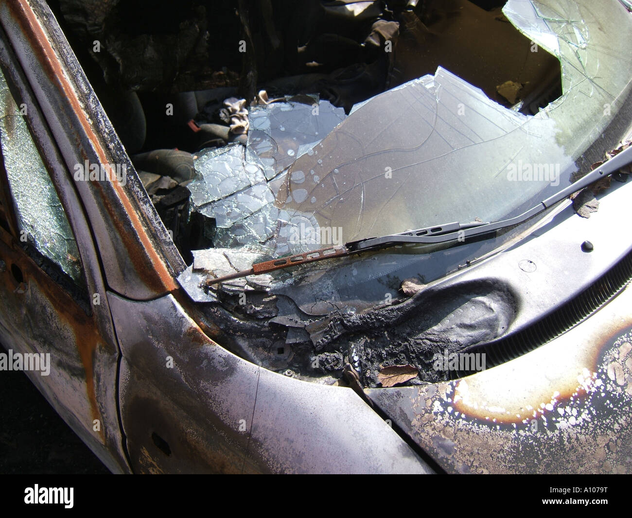 cars destroyed by fire Stock Photo - Alamy