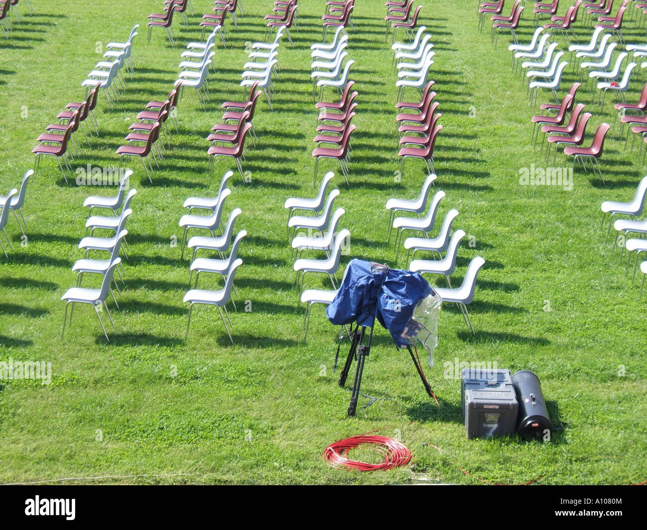 many chairs in field Stock Photo - Alamy