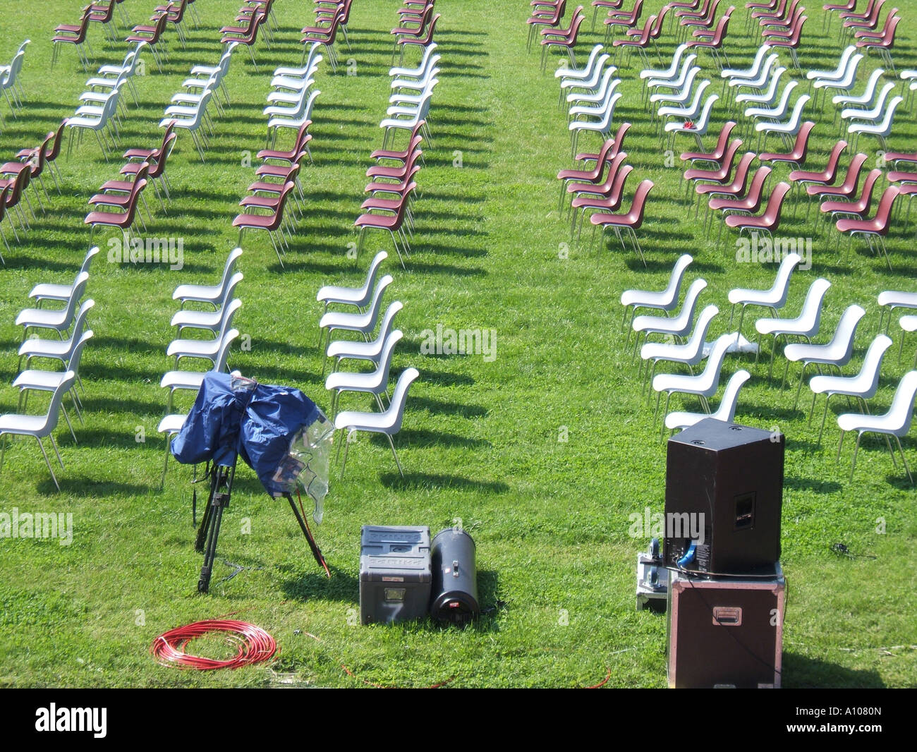 many chairs in field Stock Photo - Alamy