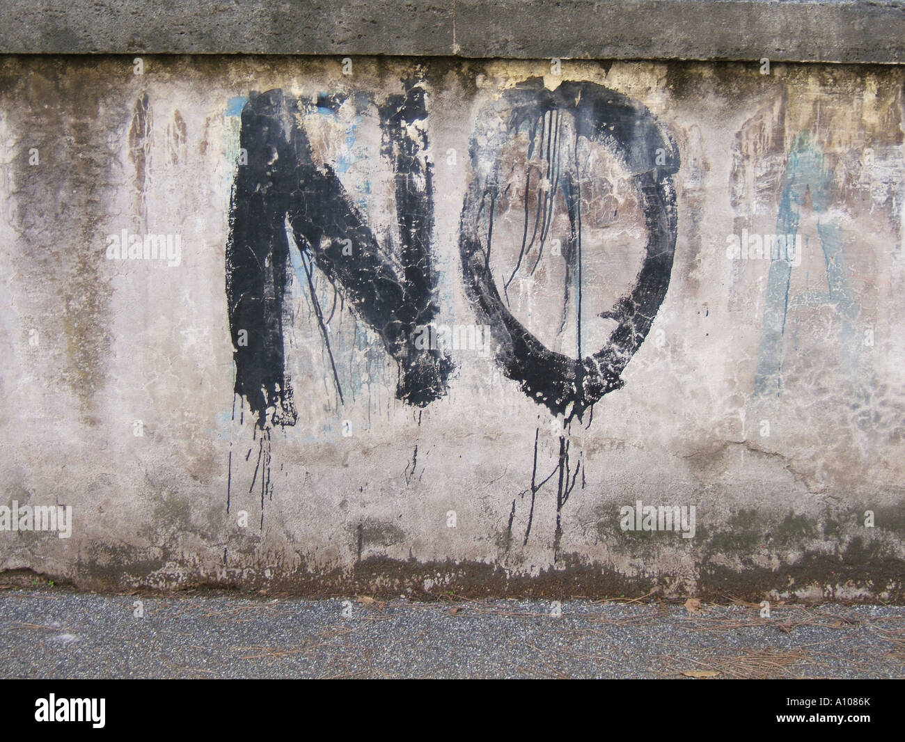 the word no painted on dirty wall Stock Photo - Alamy
