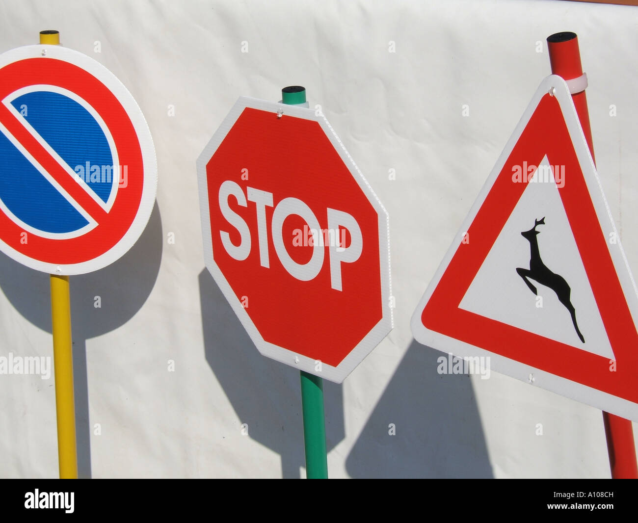 children and public road safety campaign with traffic signs Stock Photo ...