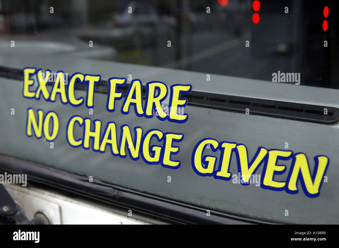 exact fare no change given modern life bus service Stock Photo - Alamy