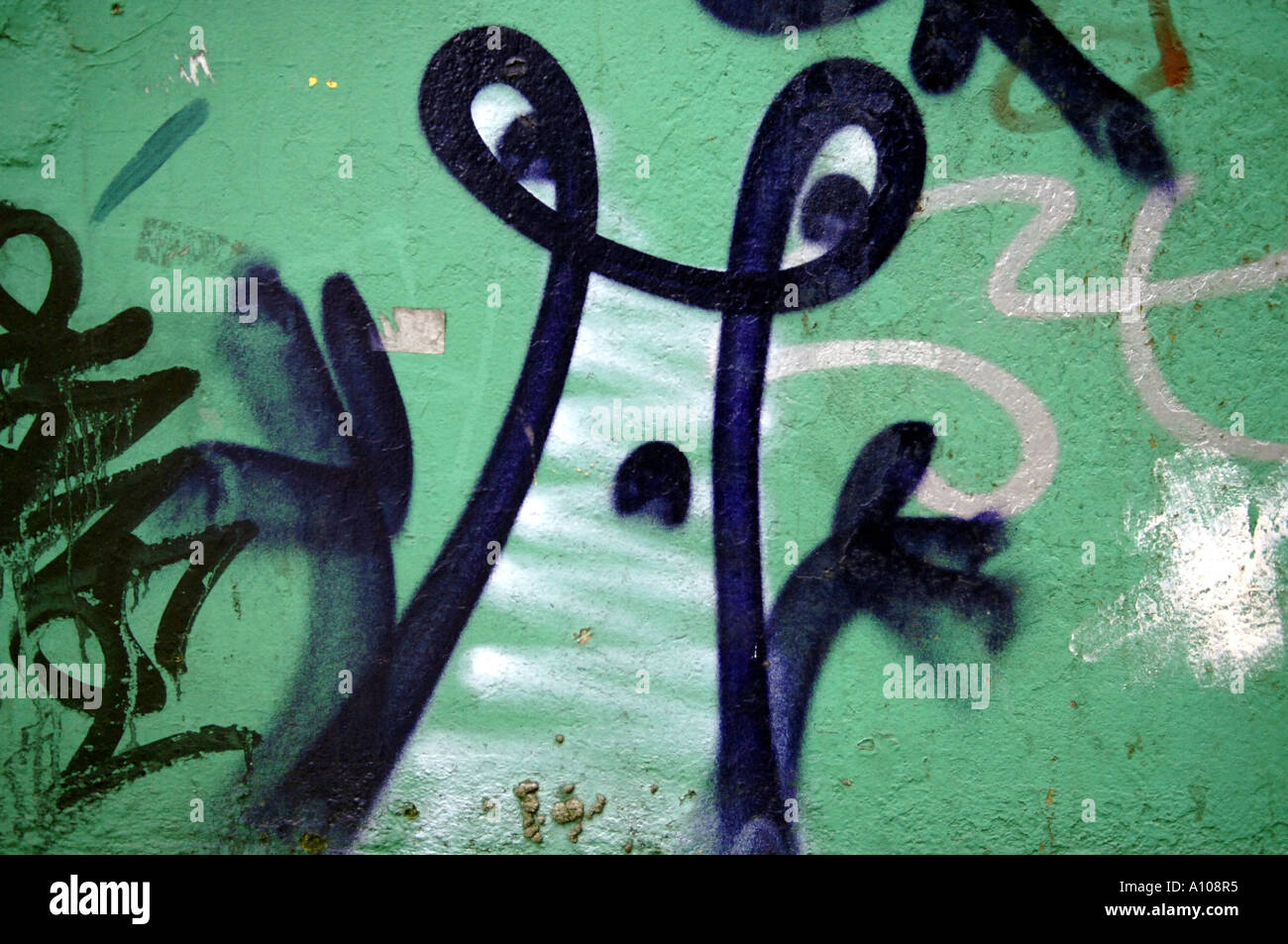graffiti spraypaint rushed cartoon wall dublin ireland eire green real ...