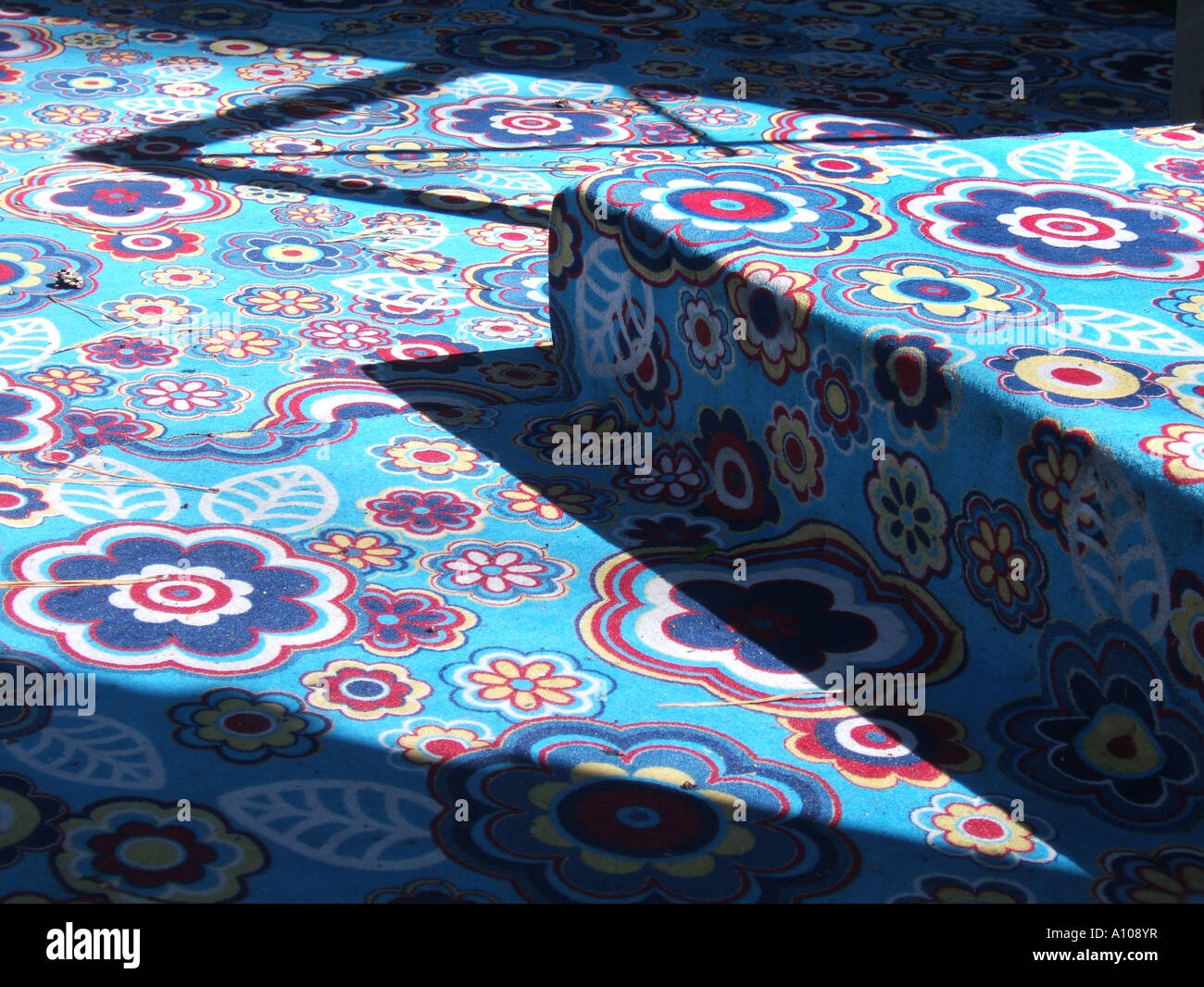 colourful floral blue carpet on steps Stock Photo - Alamy