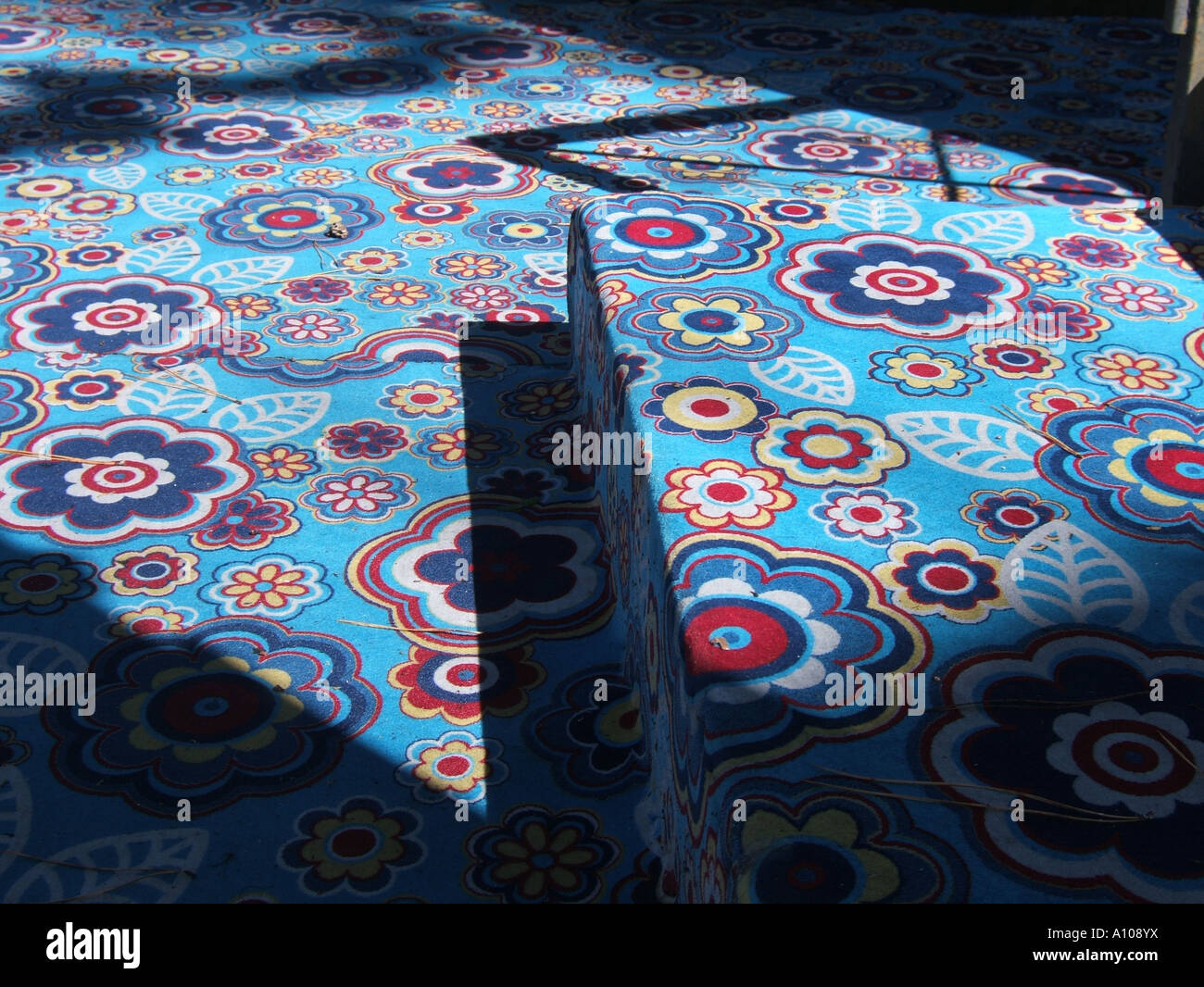 colourful floral blue carpet on steps Stock Photo - Alamy