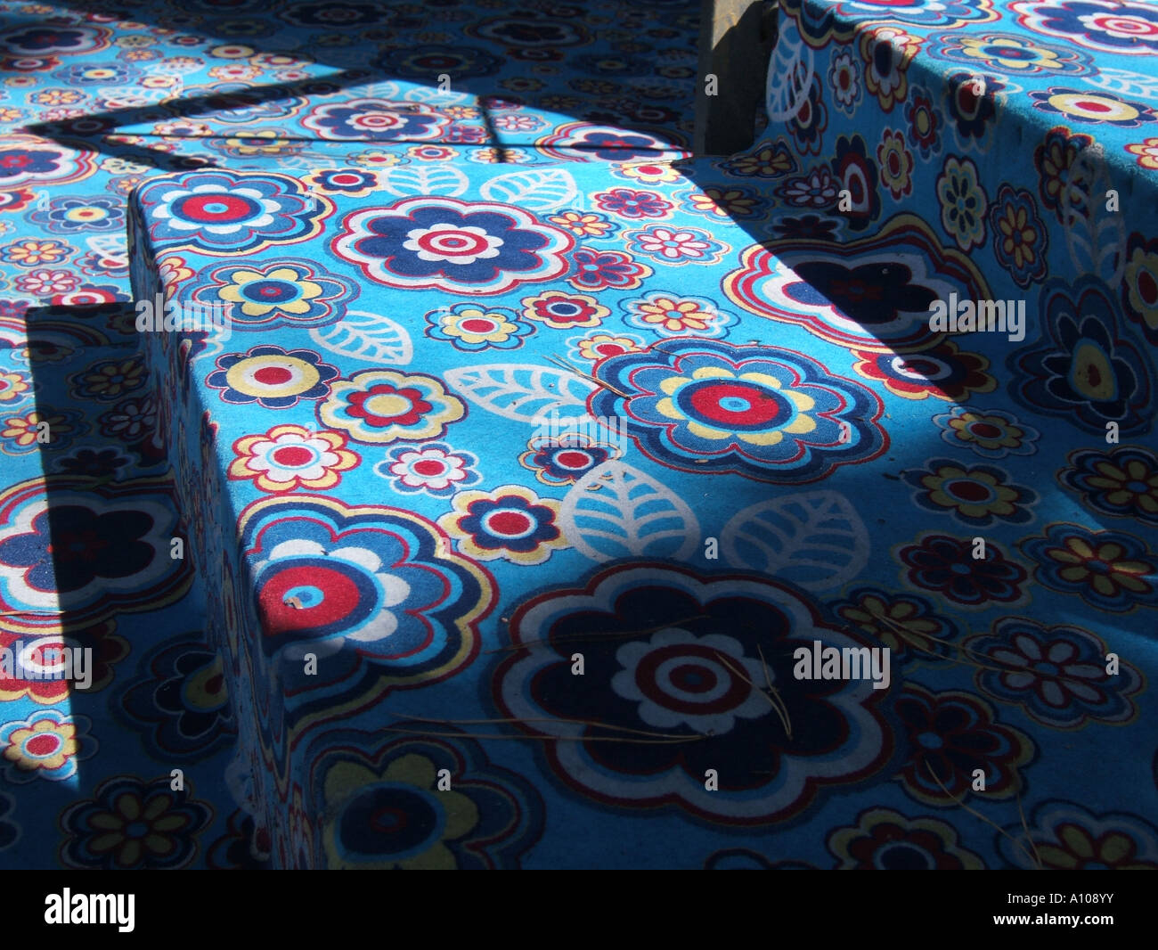 colourful floral blue carpet on steps Stock Photo - Alamy