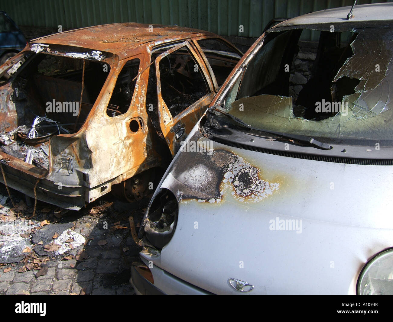 cars destroyed by fire Stock Photo - Alamy