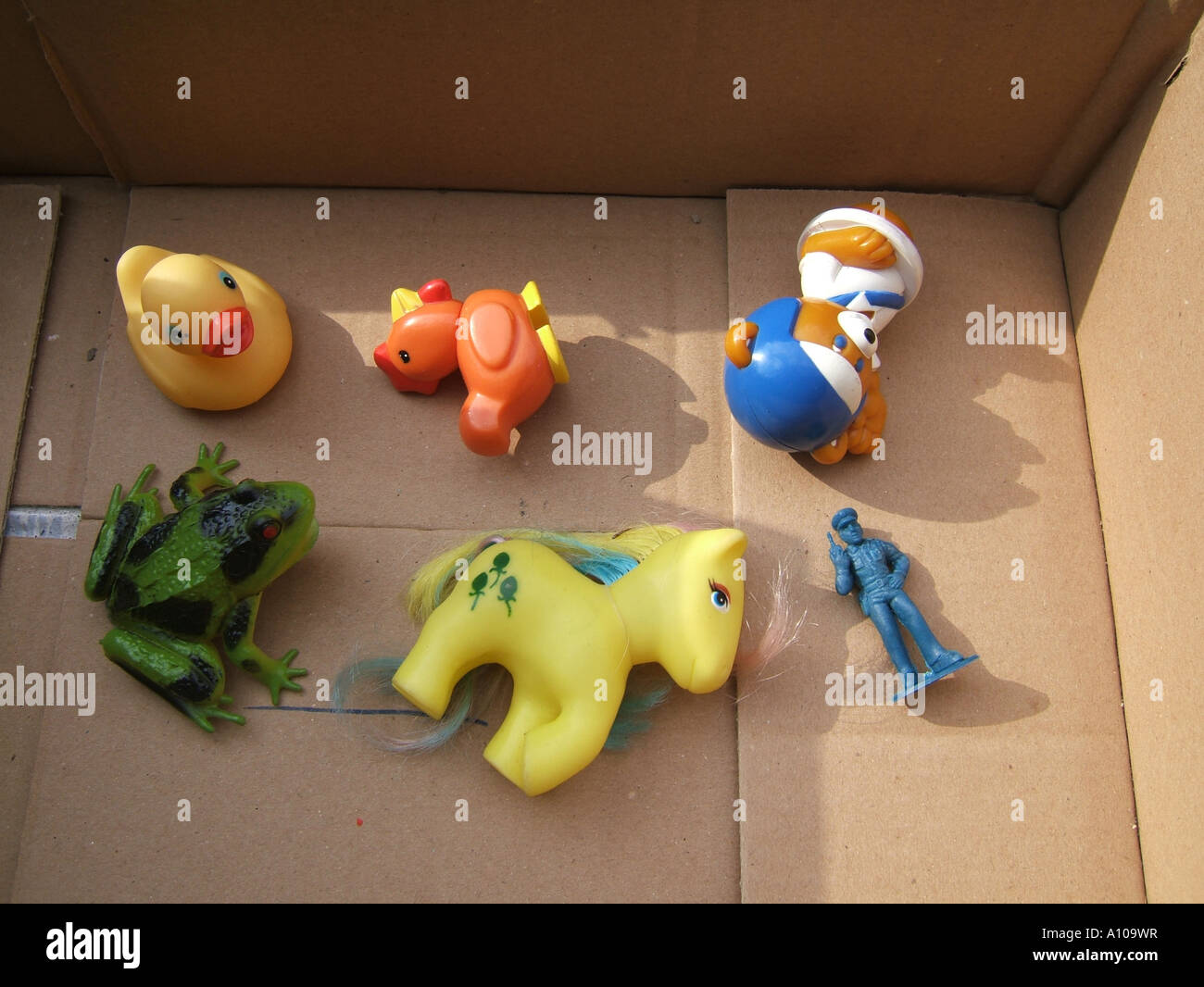 child's toys kept in box Stock Photo - Alamy
