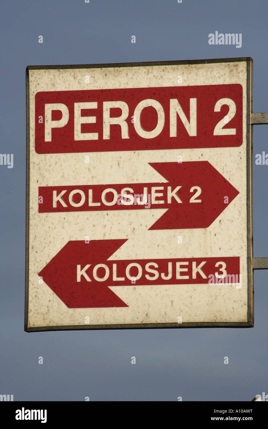 Platform sign at Split railway station Stock Photo - Alamy