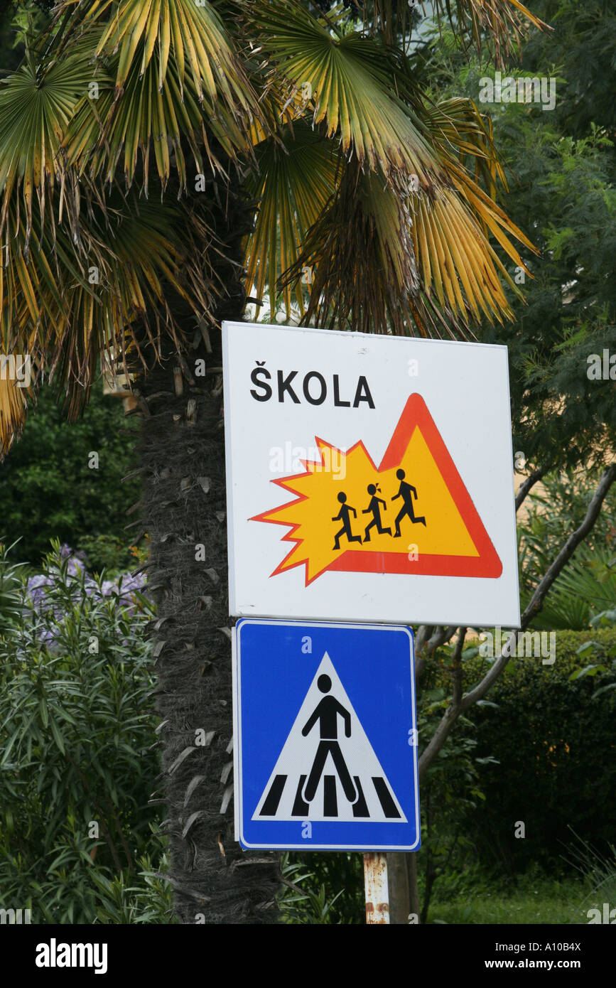 School warning sign near Opatija Stock Photo - Alamy