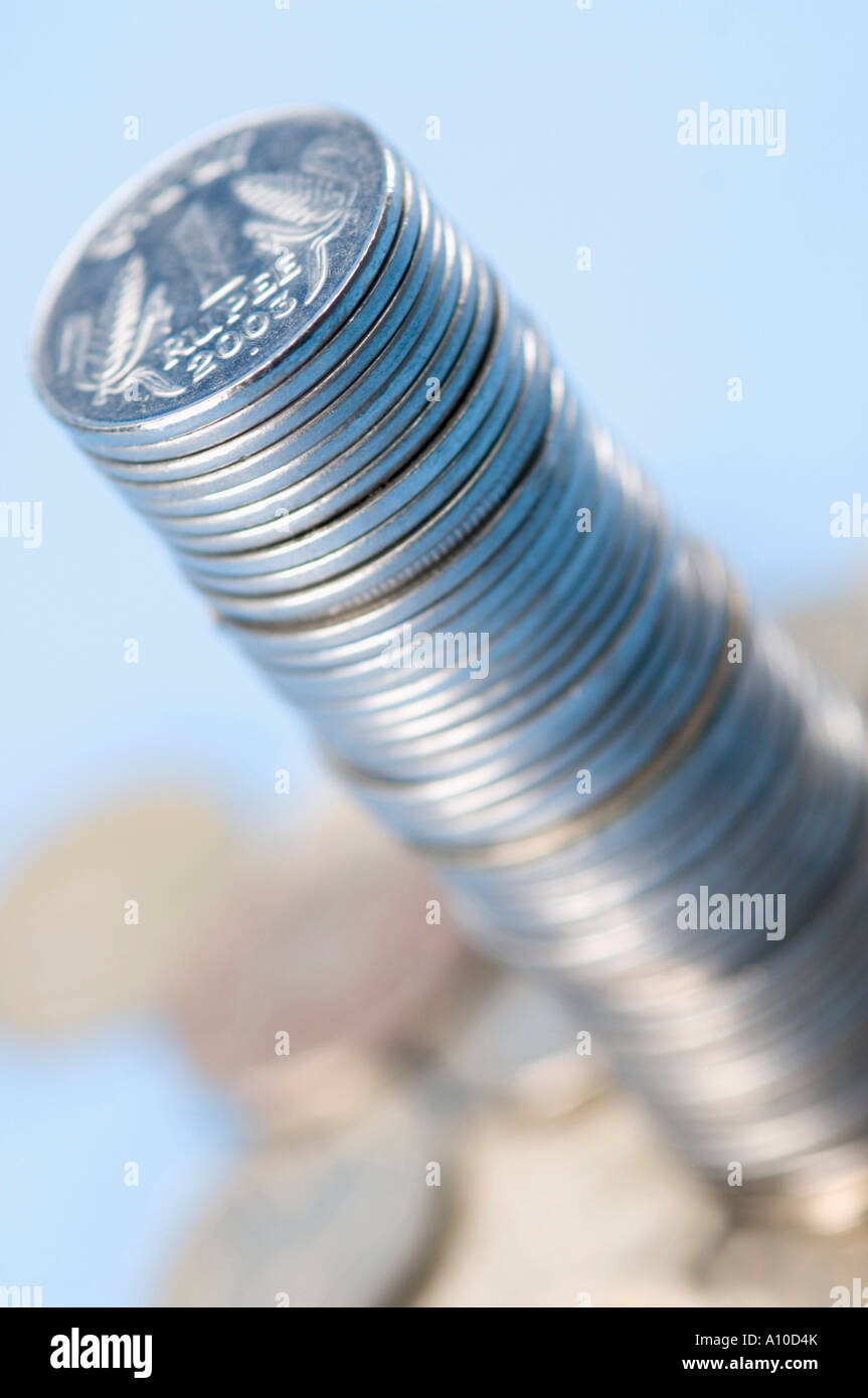 Close-up of a stack of Indian coins Stock Photo - Alamy