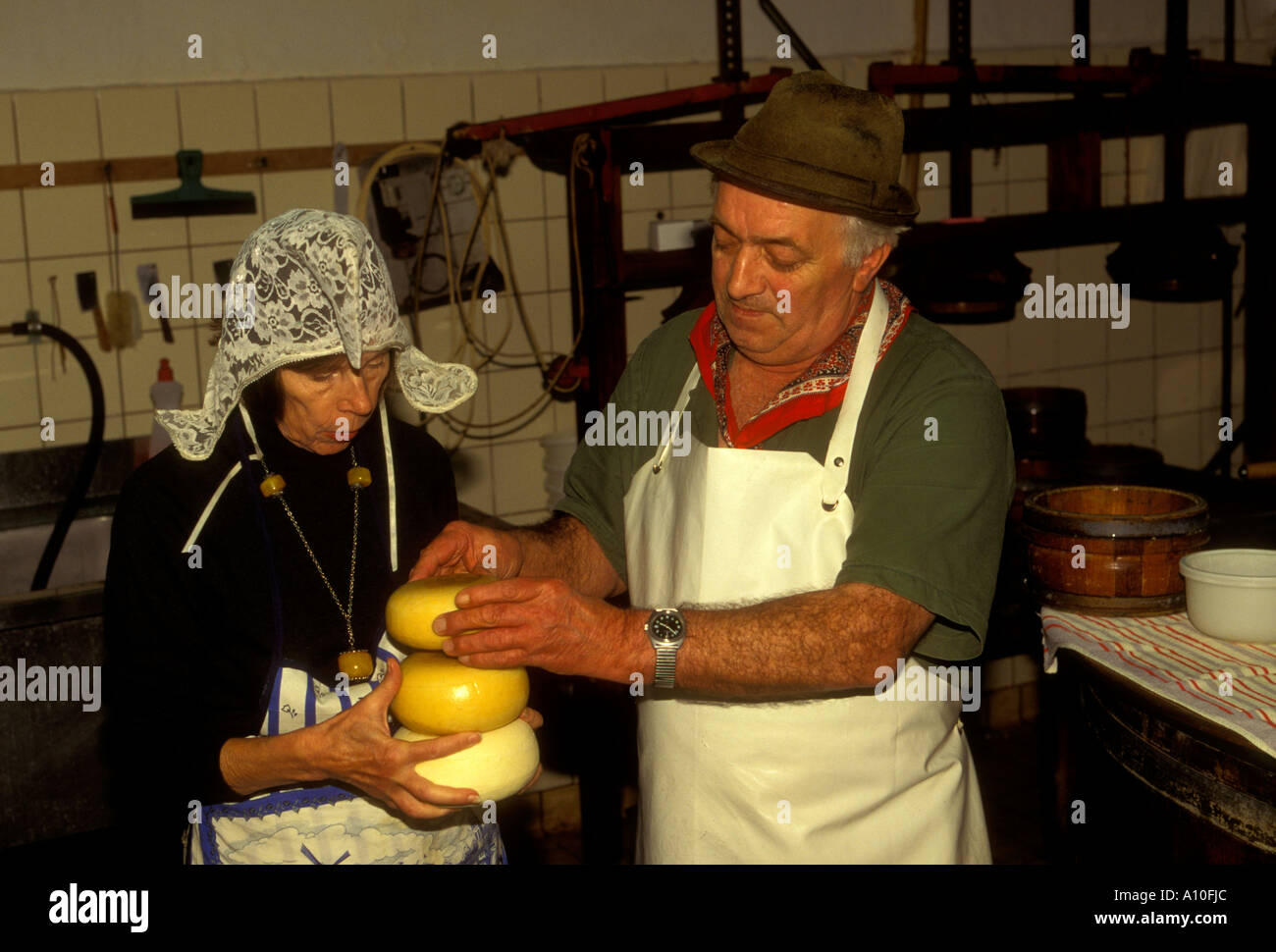 adult man, adult woman, cheesemaker, cheesemaking, demonstration, Clara ...