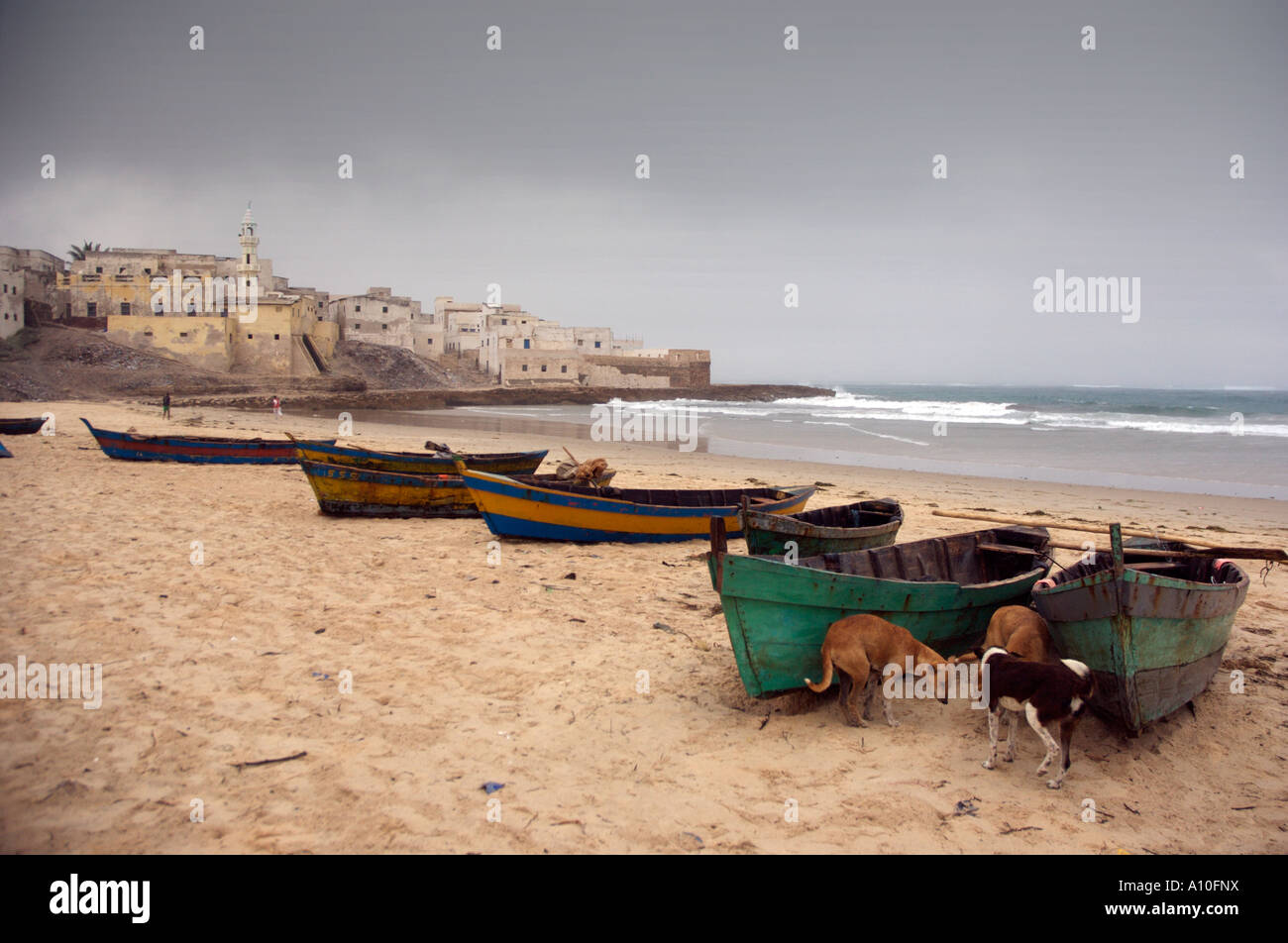 Daily life in the fishing port town of Merca on the Indian Ocean, Lower ...