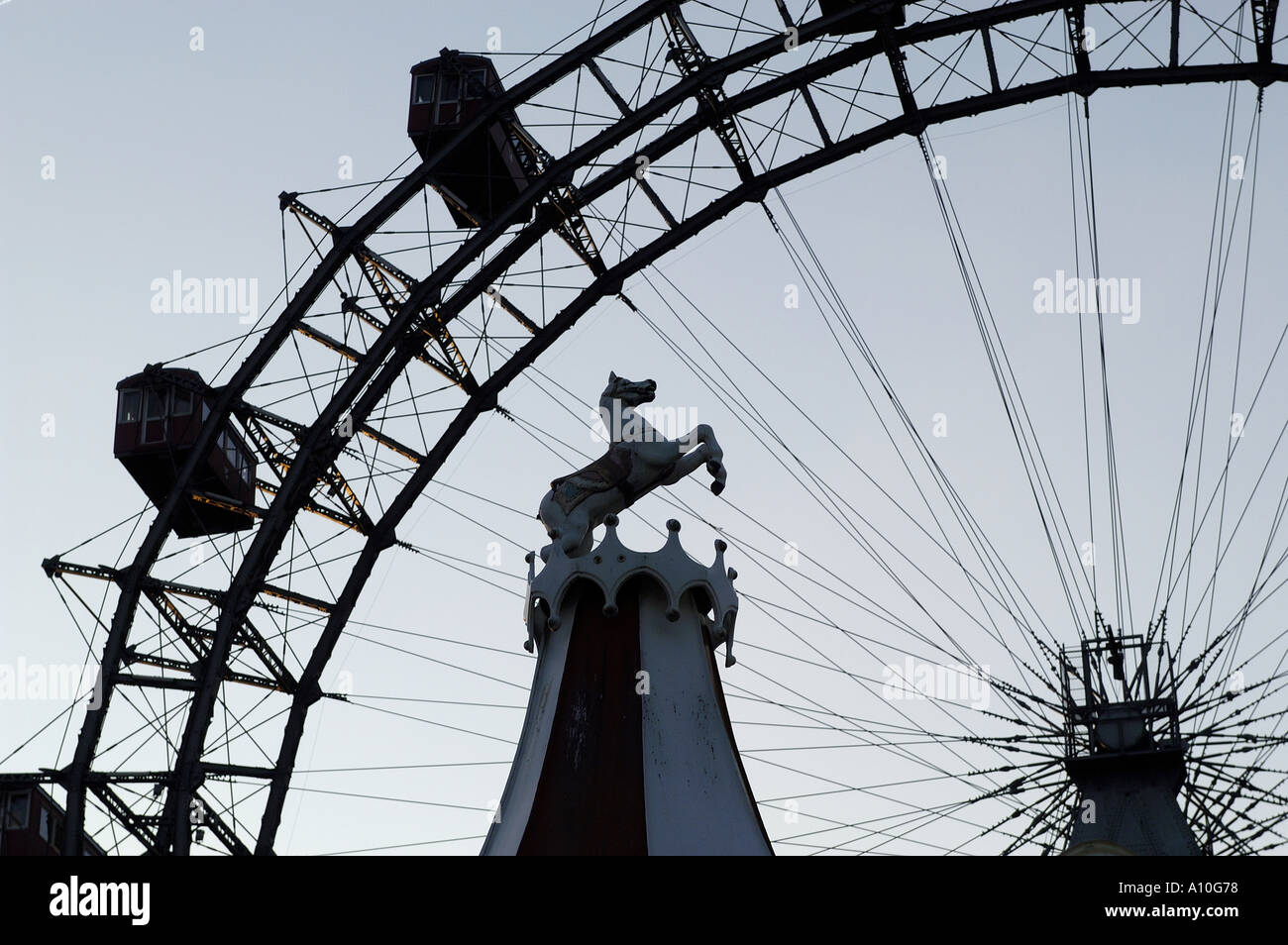 amusement park Prater Vienna, Giant Ferry Wheel Stock Photo - Alamy