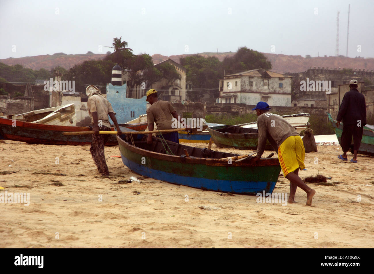 Daily life in the fishing port town of Merca on the Indian Ocean, Lower ...