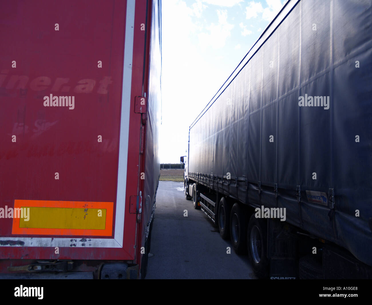 Two trucks road hi-res stock photography and images - Alamy