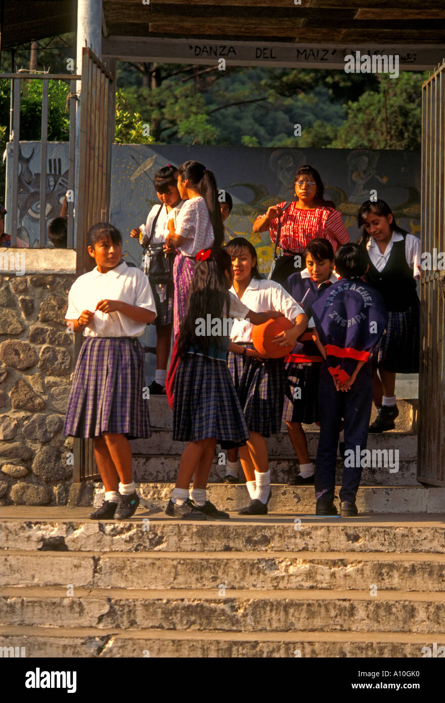 Guatemalans females girls students at school Panajachel Solola ...