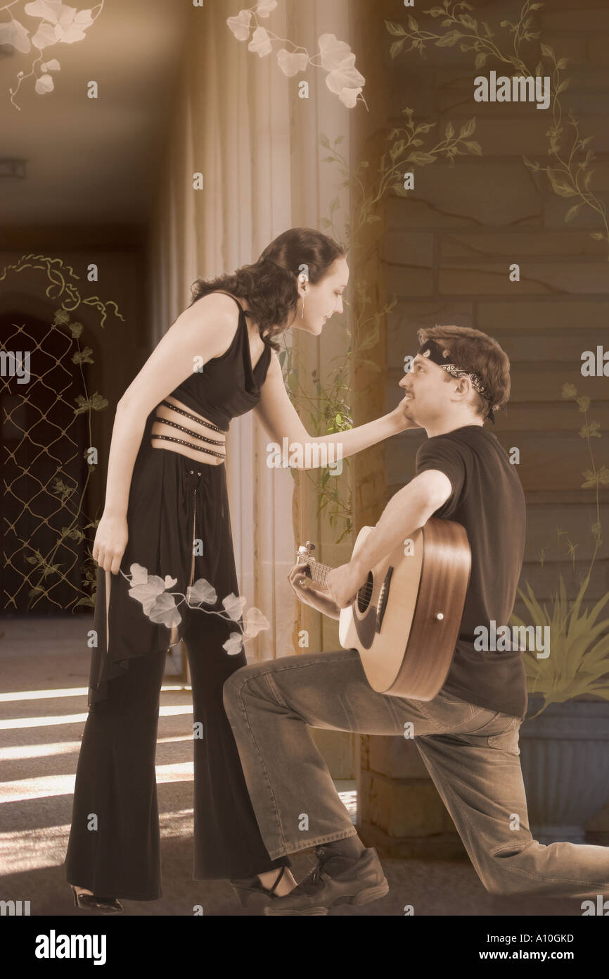 Digital collage with romantic couple Stock Photo - Alamy