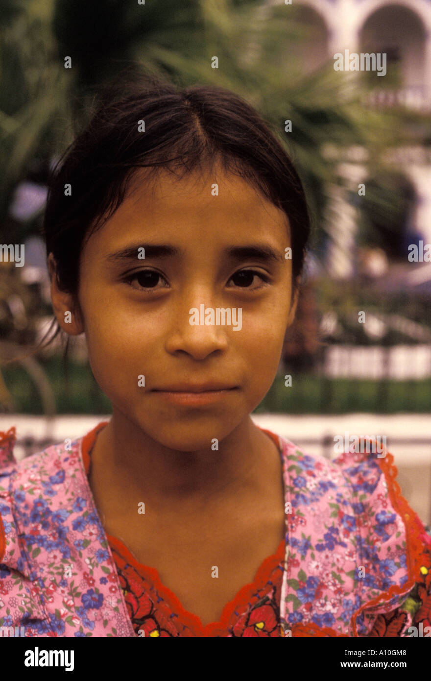 1, one, Guatemalan girl, eye contact, front view, portrait, city of ...