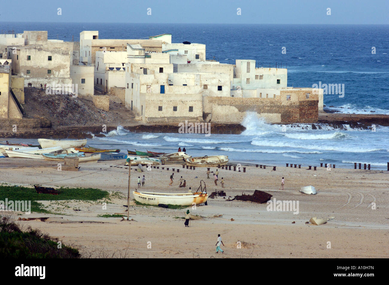 Daily life in the fishing port town of Merca on the Indian Ocean, Lower ...
