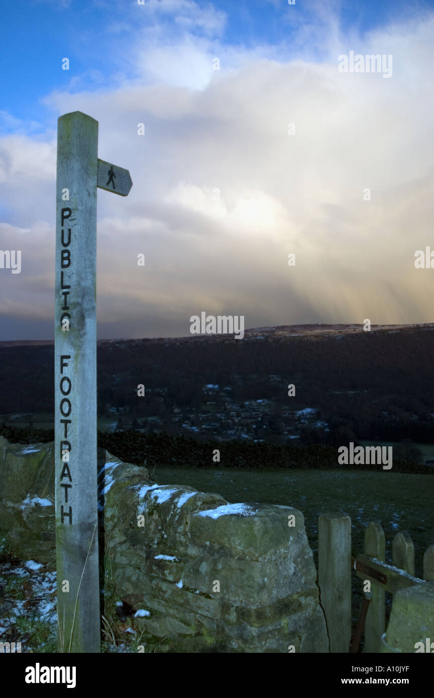 Walkers signpost in the Peak District National Park Derbyshire Stock ...