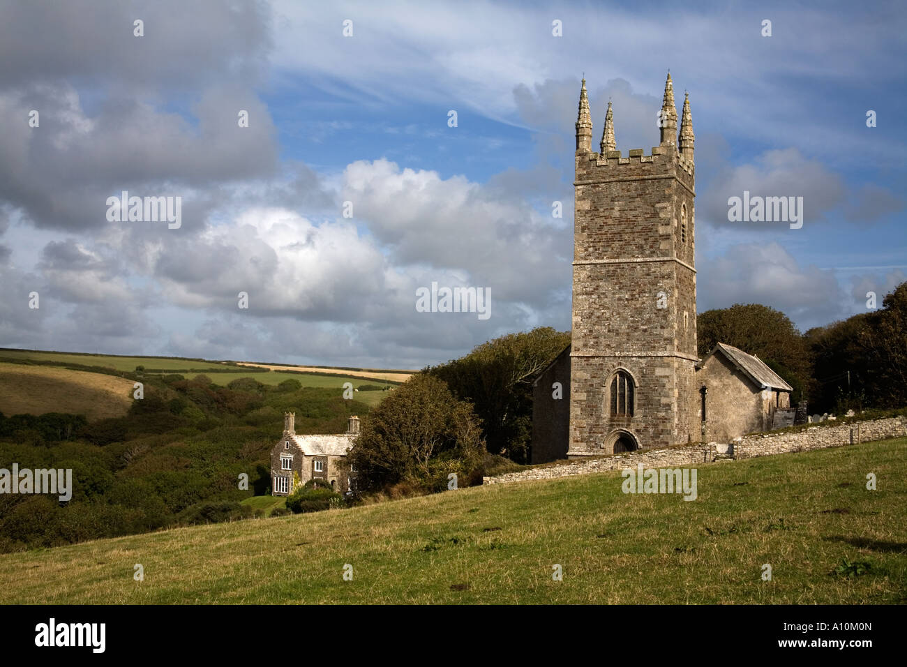 the church and vicarage at morwenstow cornwall Stock Photo - Alamy