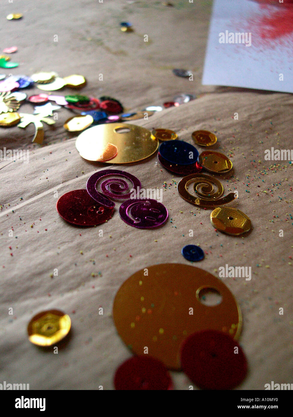 sequins and other sparkly items used in art and craft collage ...