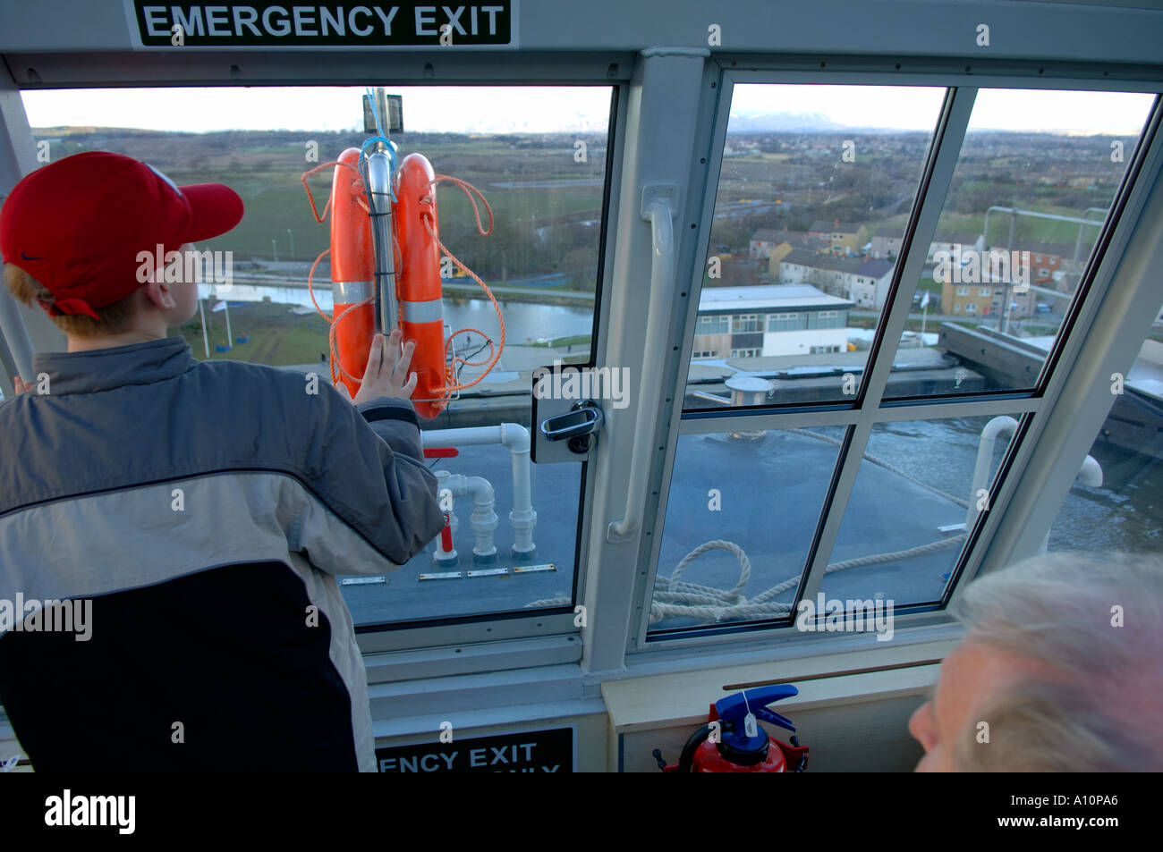 The Falkirk Wheel view from on top of the 115 foot high lift before the ...