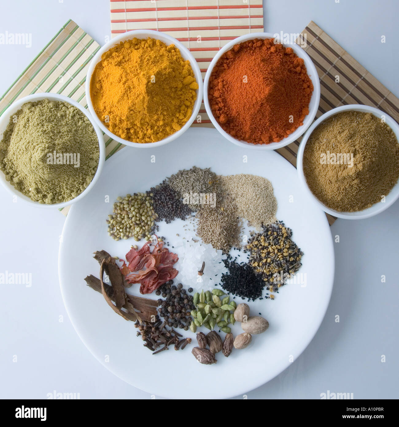 High angle view of spices Stock Photo - Alamy
