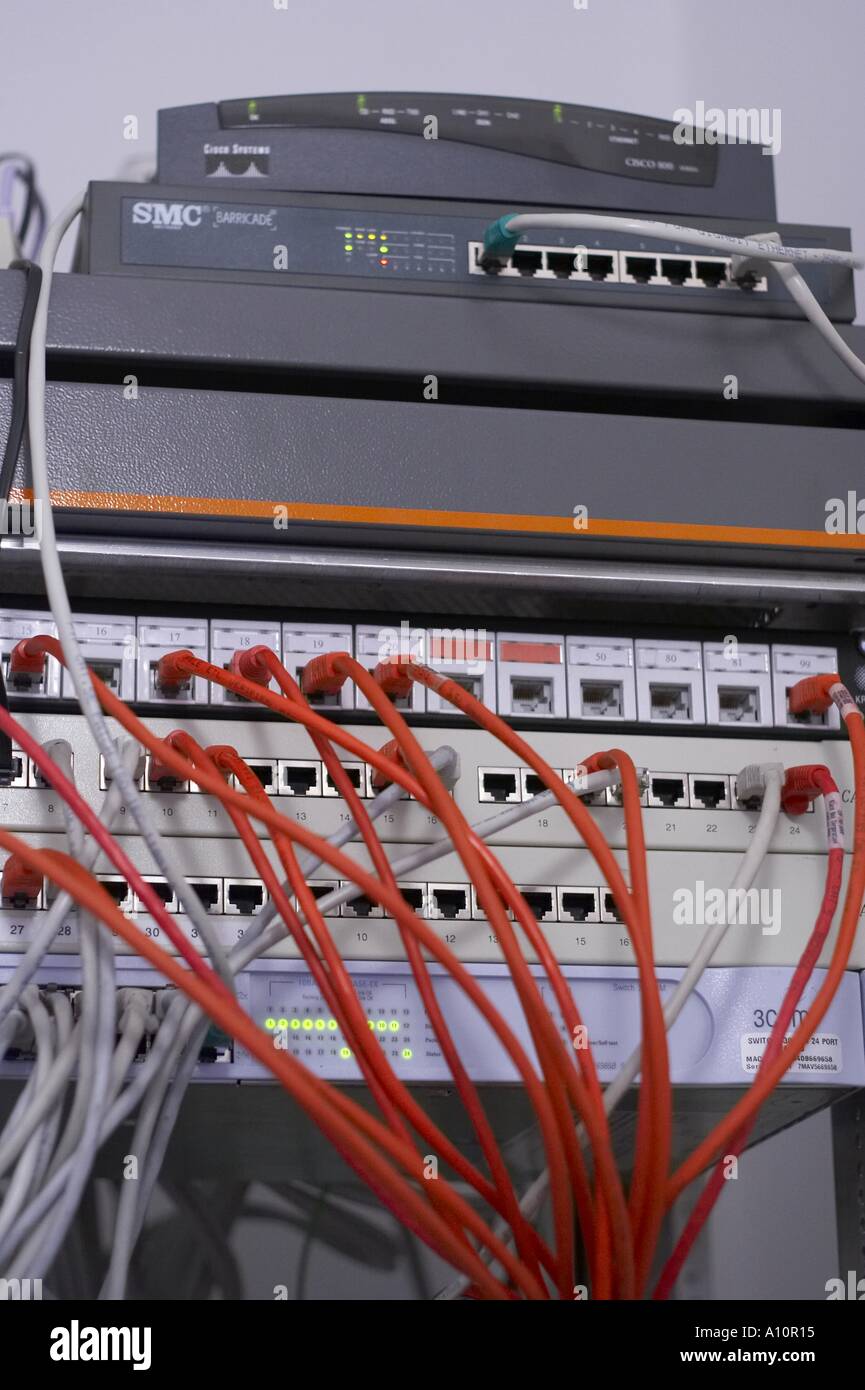 network / hub / switch / patch panel Stock Photo - Alamy