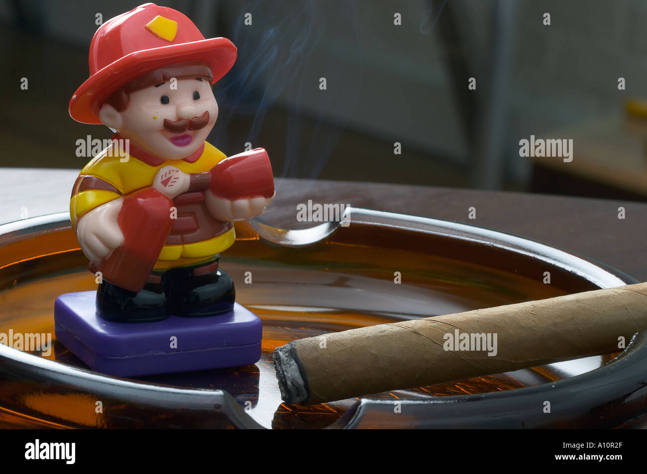 lifestyles smoking cigar tobacco cylindrical roll wrap smoke burning ...