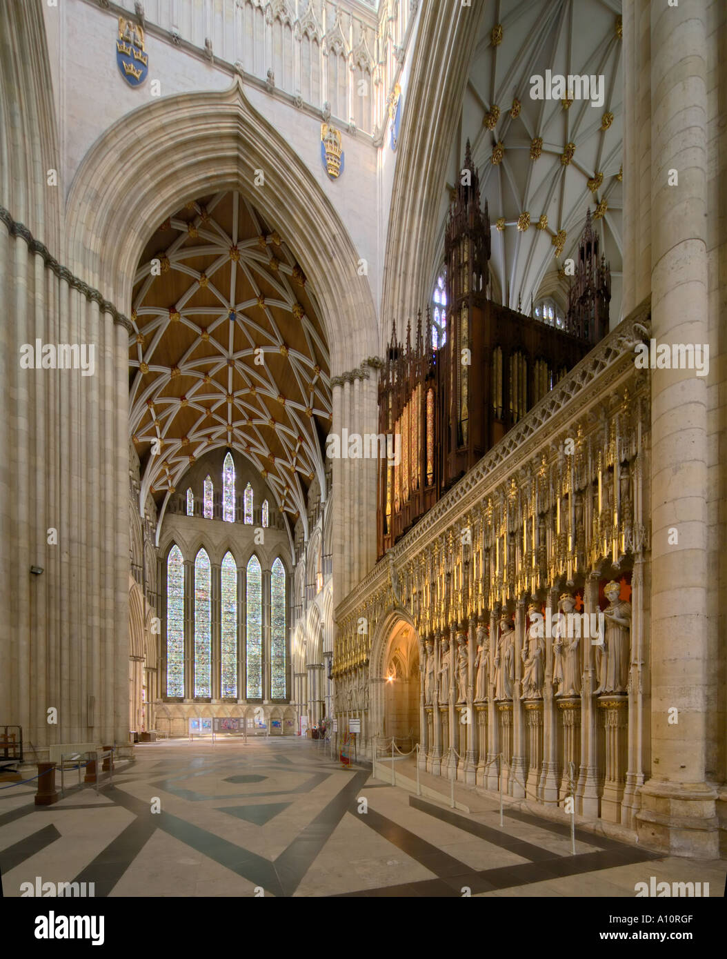 York Minster Cathedral interior, the pulpitum which divides the Choir ...