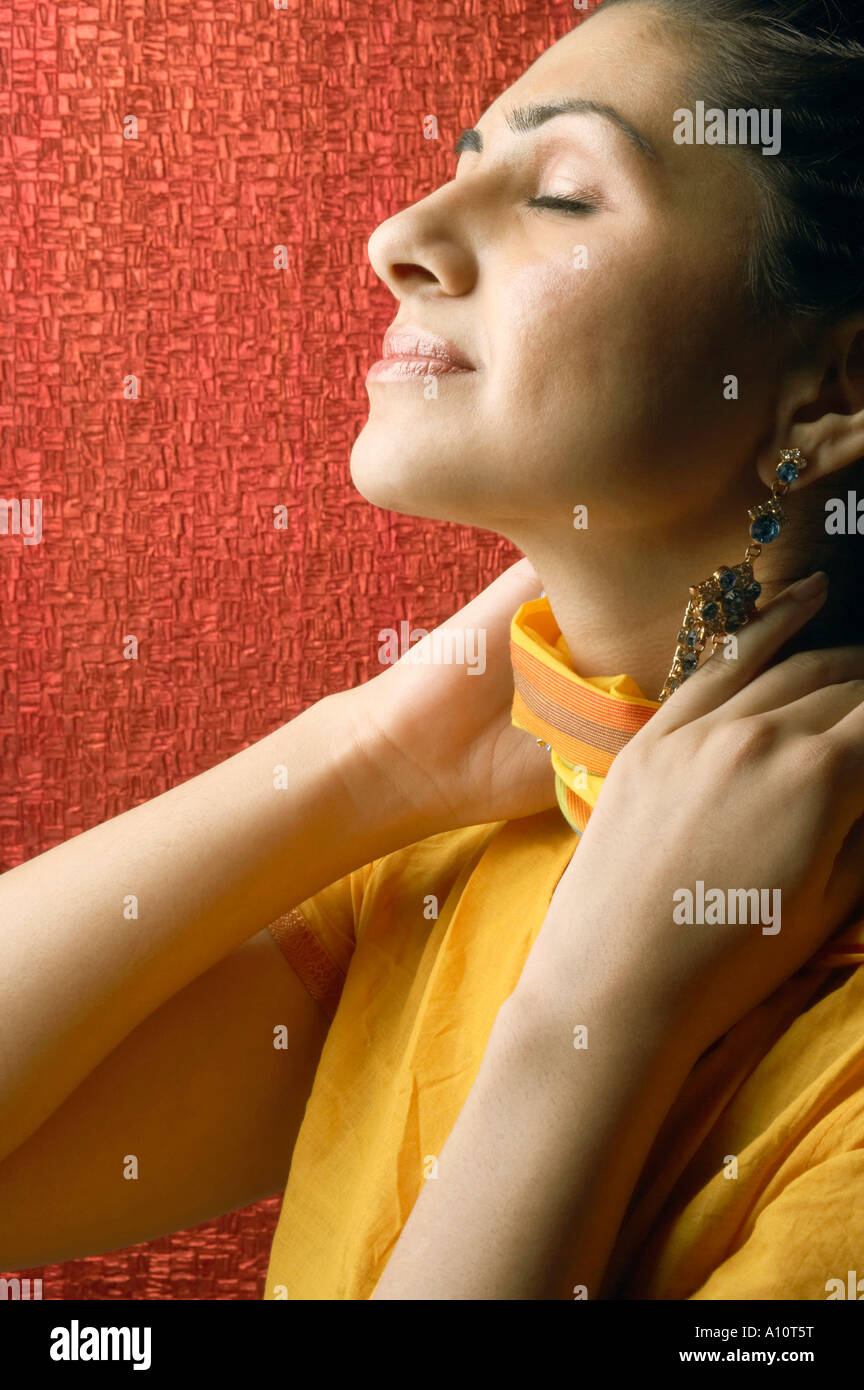 Close up image of a young woman neck hi-res stock photography and ...