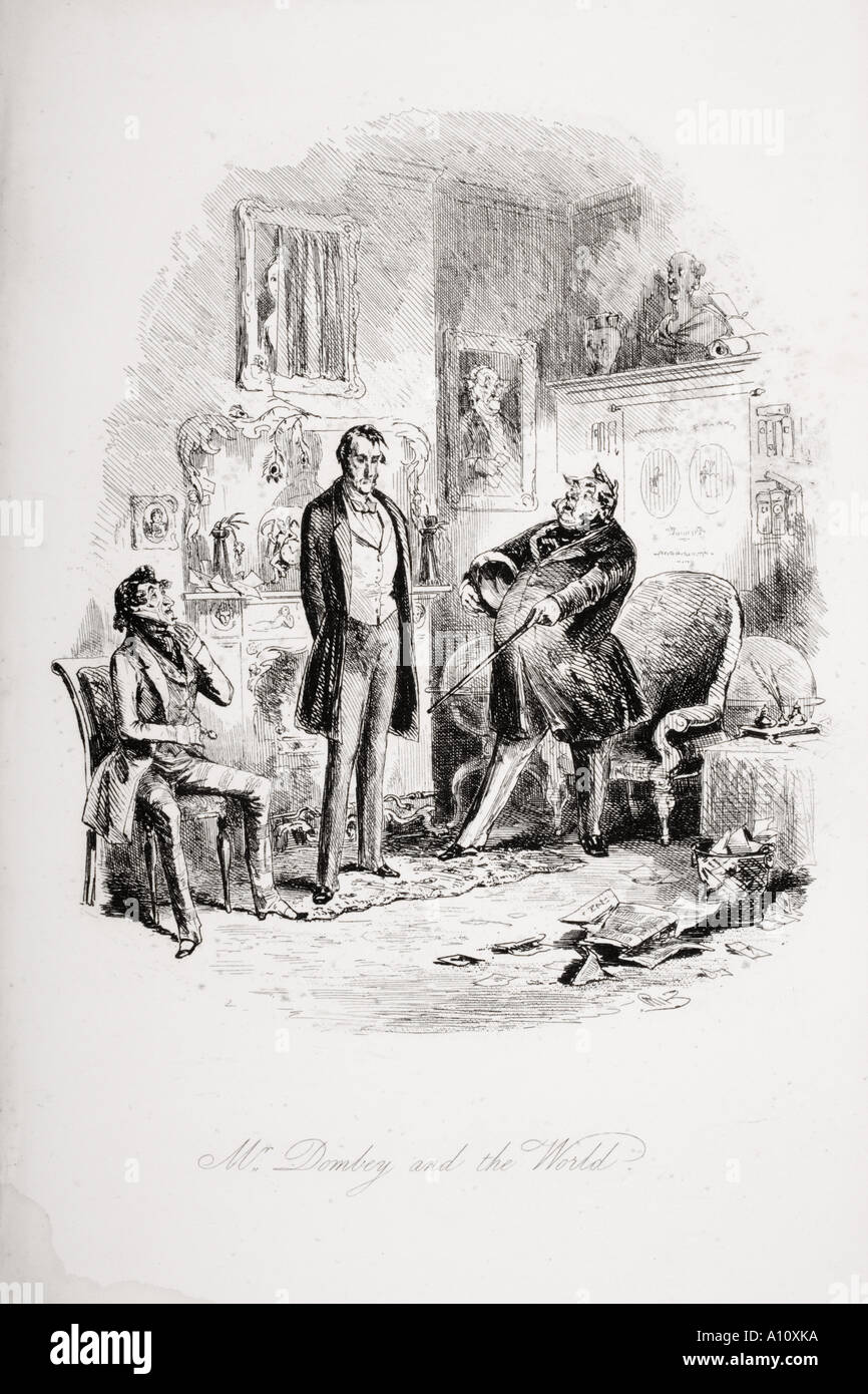 Mr Dombey and the world. Illustration from the Charles Dickens novel ...