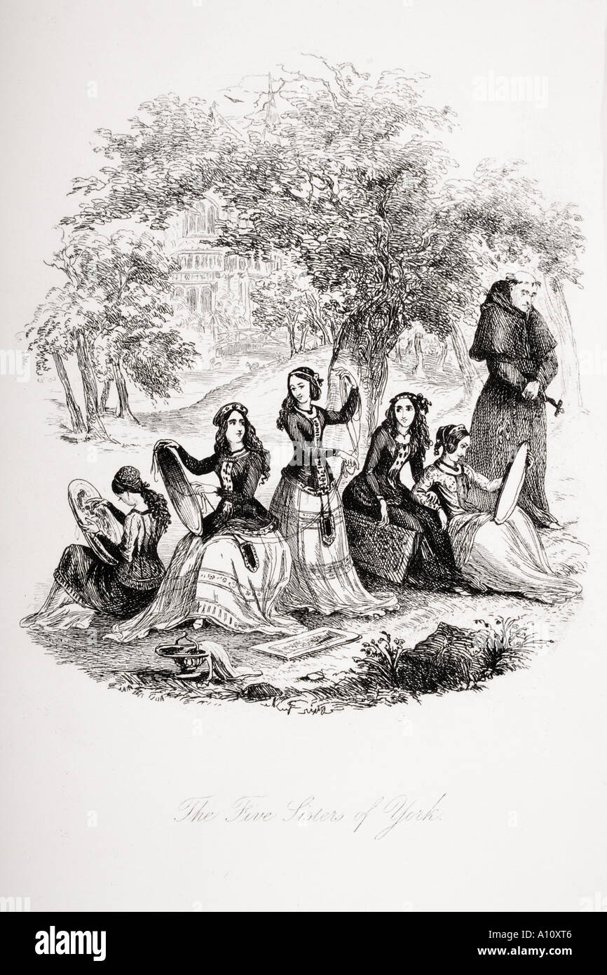The Five Sisters of York. Illustration from the Charles Dickens novel ...