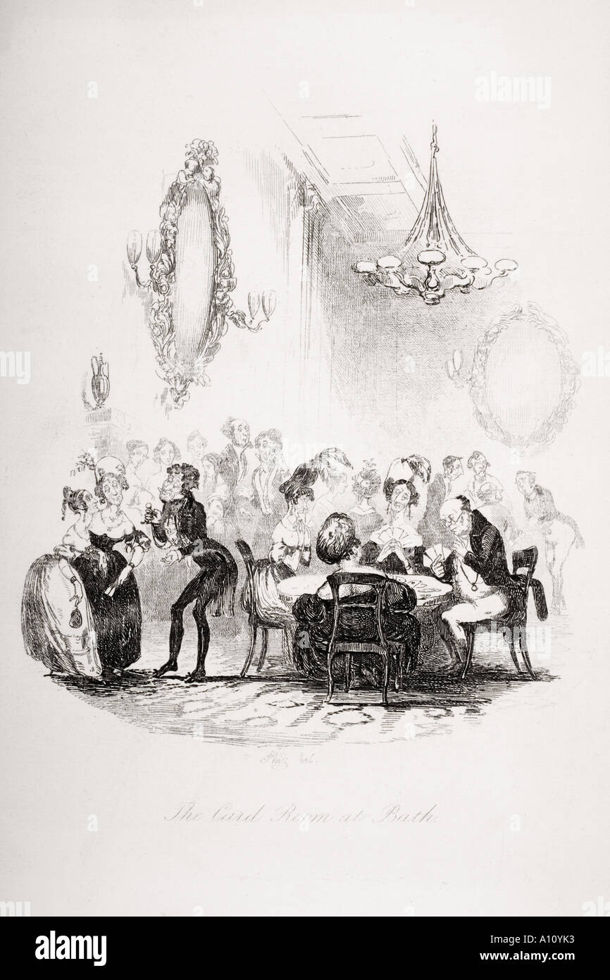 The Card Room at Bath. Illustration from the Charles Dickens novel The ...