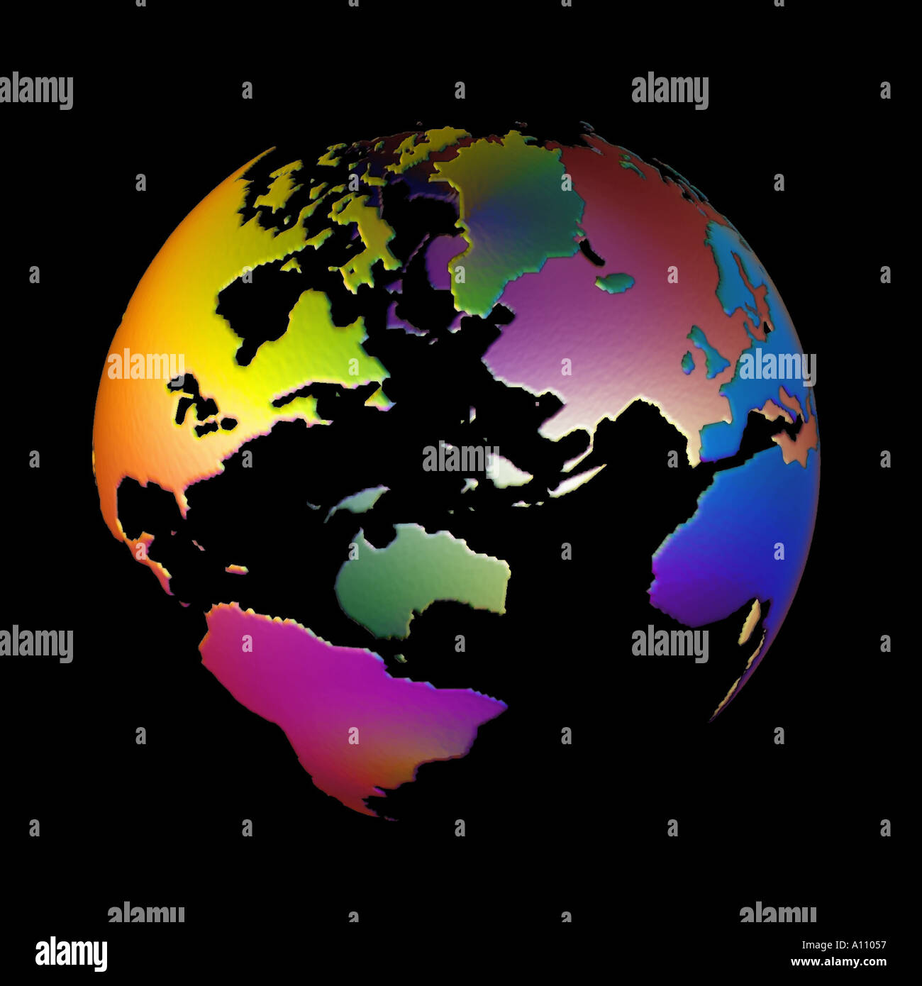 Rainbow colored metallic globe Stock Photo - Alamy