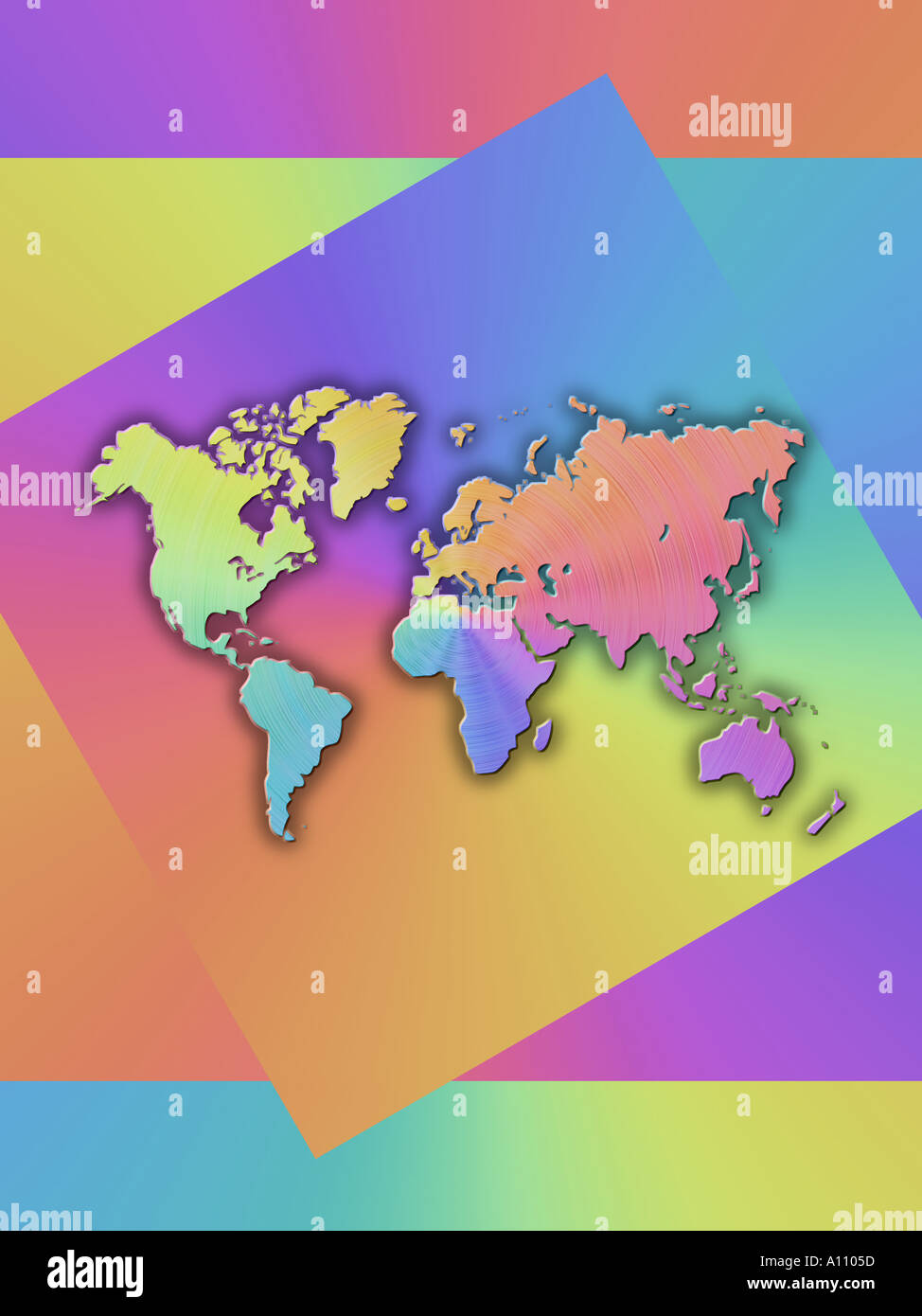 World map over light colors Stock Photo - Alamy