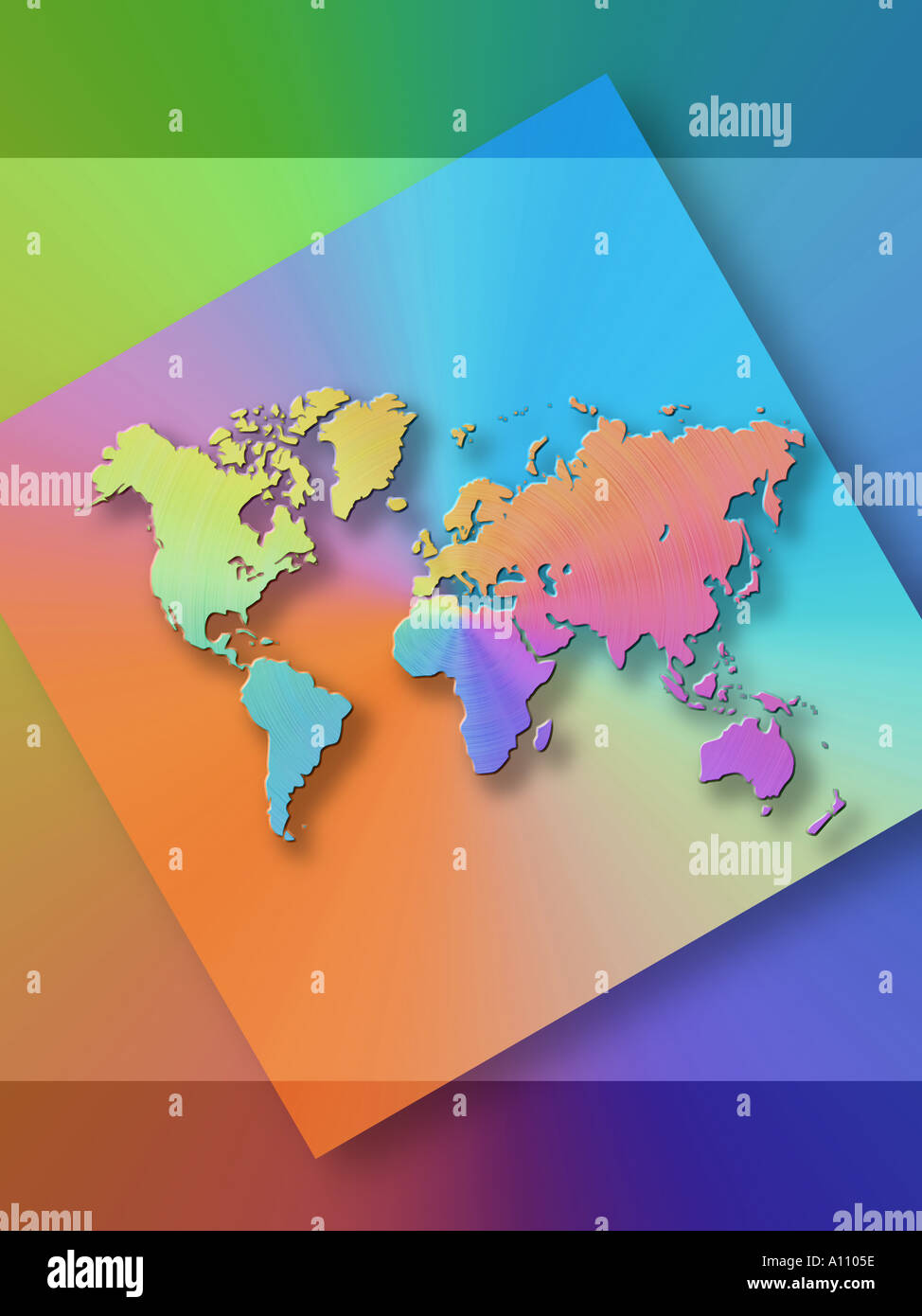 World map in vertical layout Stock Photo - Alamy