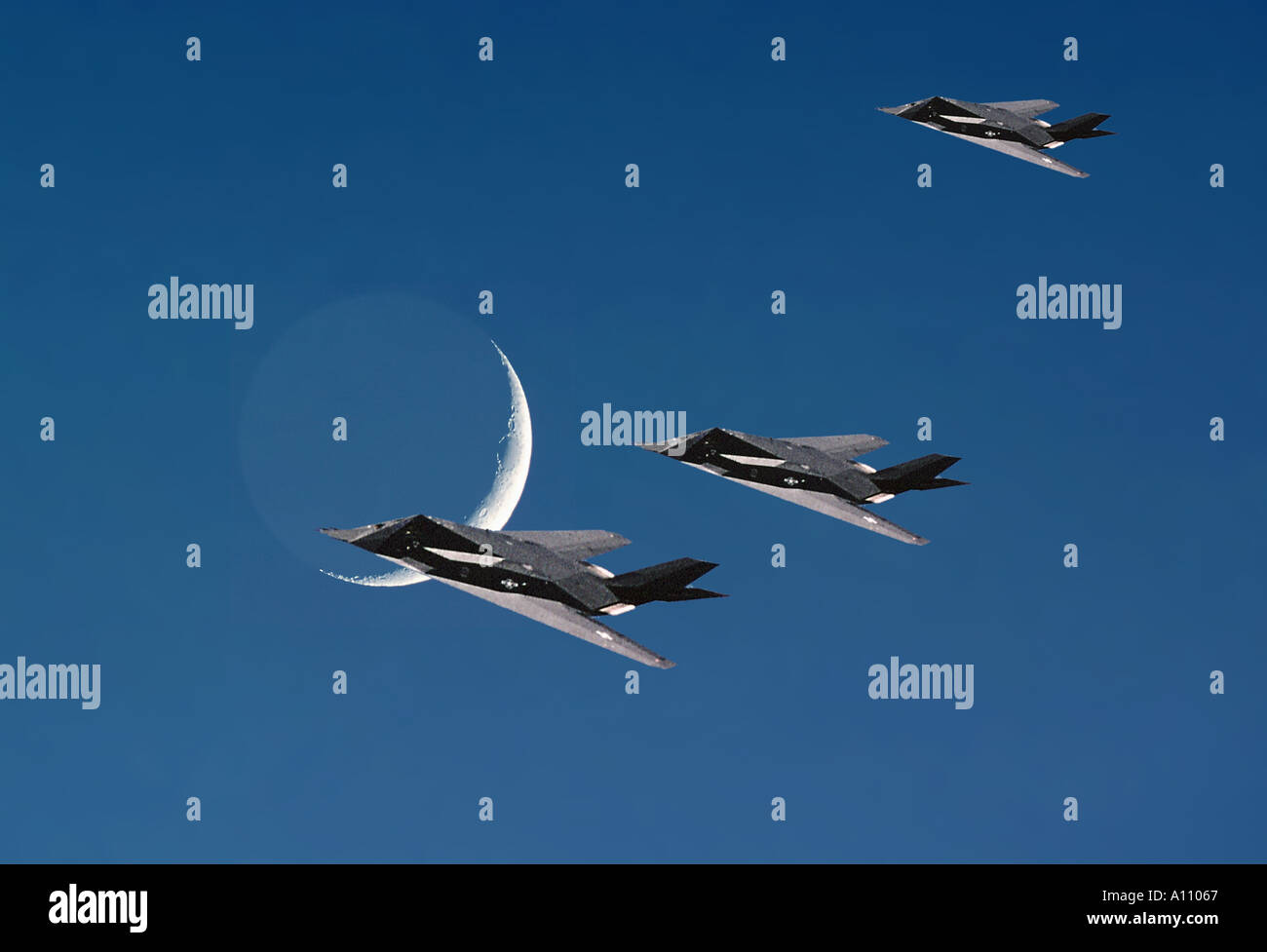 Three stealth fighter jets Stock Photo - Alamy
