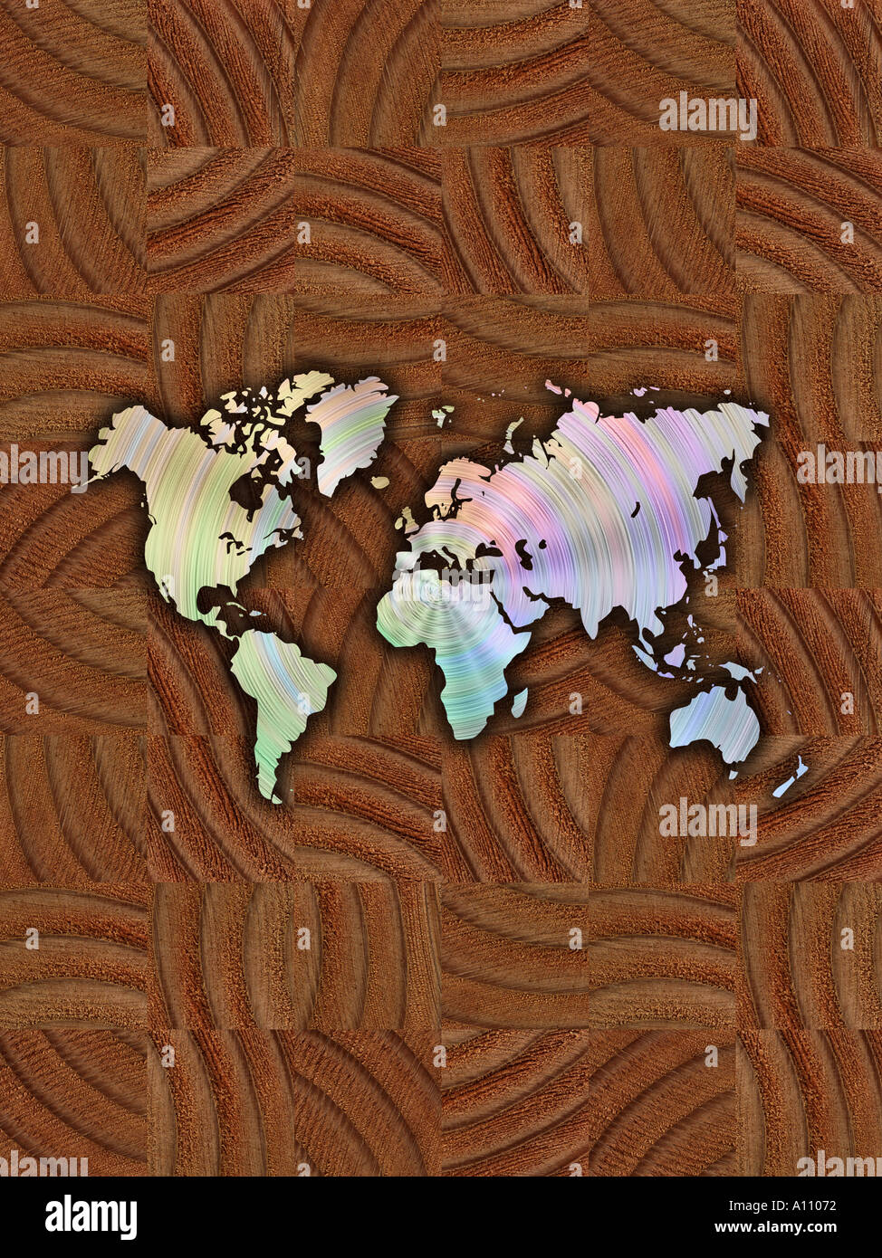 World map on wood in vertical layout Stock Photo - Alamy