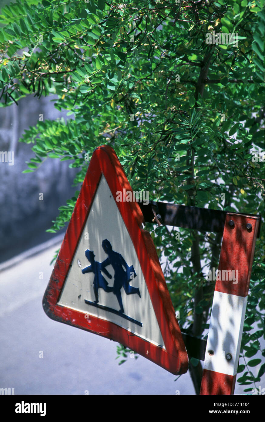 Children Crossing Sign in Spain Stock Photo - Alamy