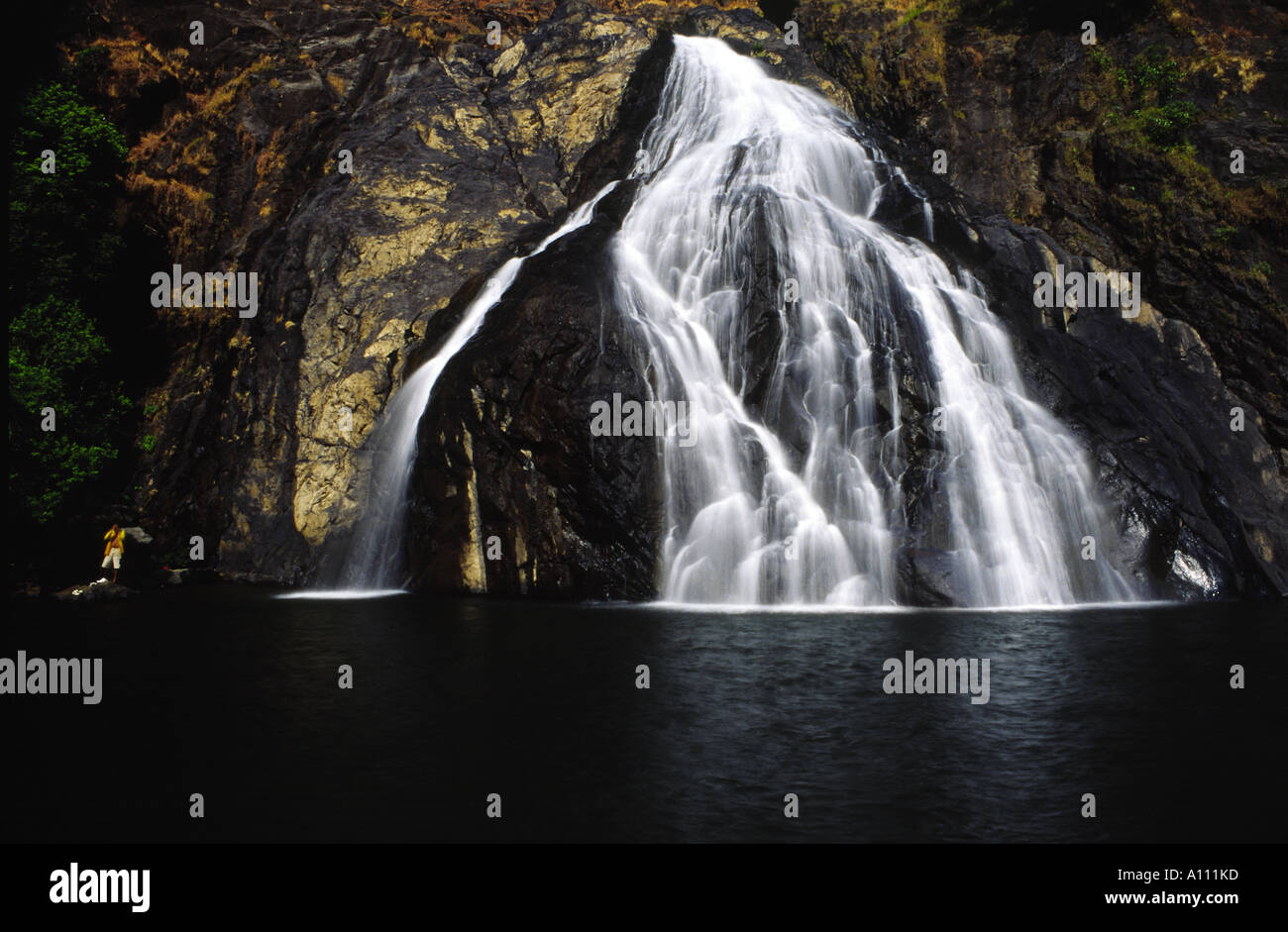 View of the Dudhsagar Falls in East Goa South India Stock Photo - Alamy